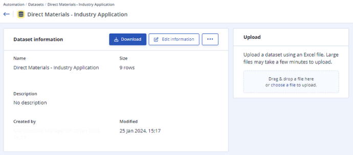 Dataset tab – Keelvar Support Portal